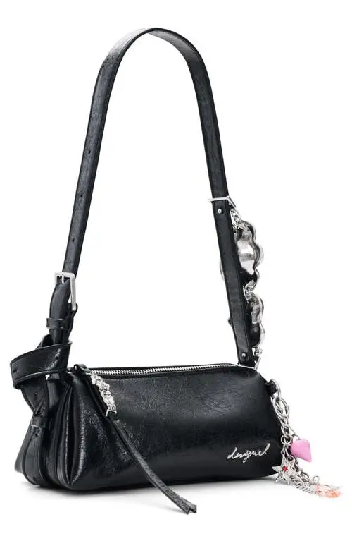 Desigual Small Faux Leather Crossbody Bag With Whimsical Charms