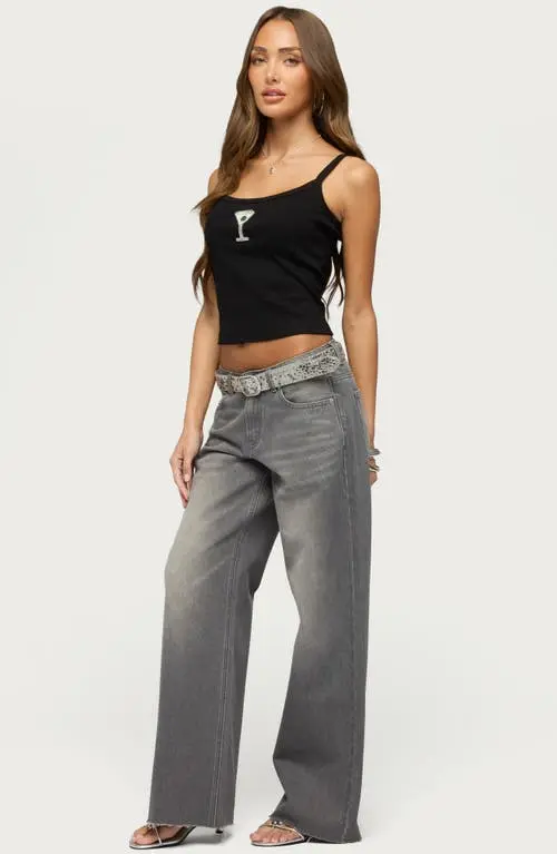 EDIKTED Martini Babe Bead Embellished Ribbed Tank Top