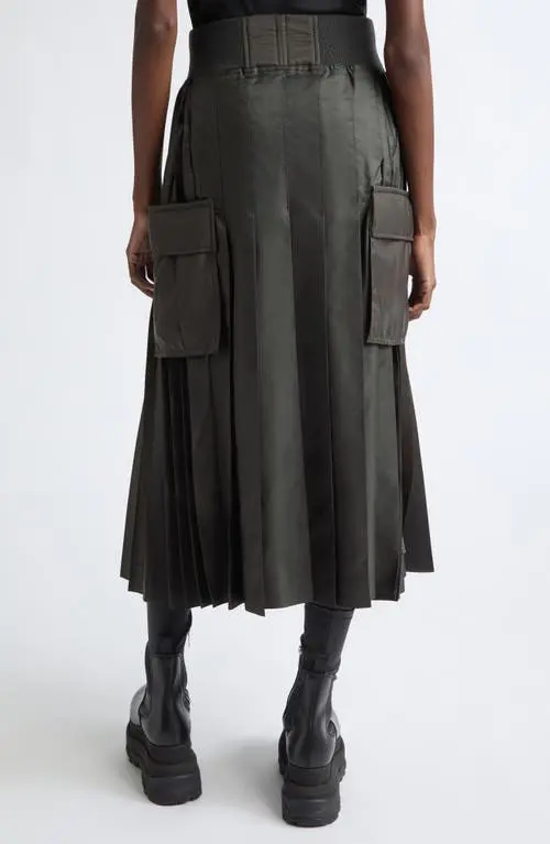 Sacai Pleated Cargo Midi Skirt - Dark Khaki