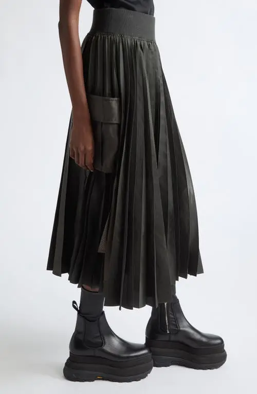 Sacai Pleated Cargo Midi Skirt - Dark Khaki