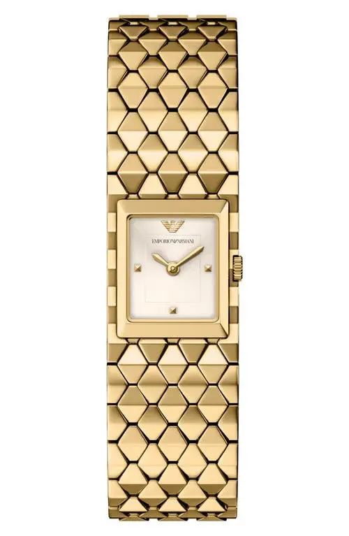Emporio Armani Rectangle Case Link Bracelet Watch - Gold