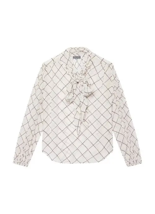 Mint Velvet Checked Pussy Bow Blouse