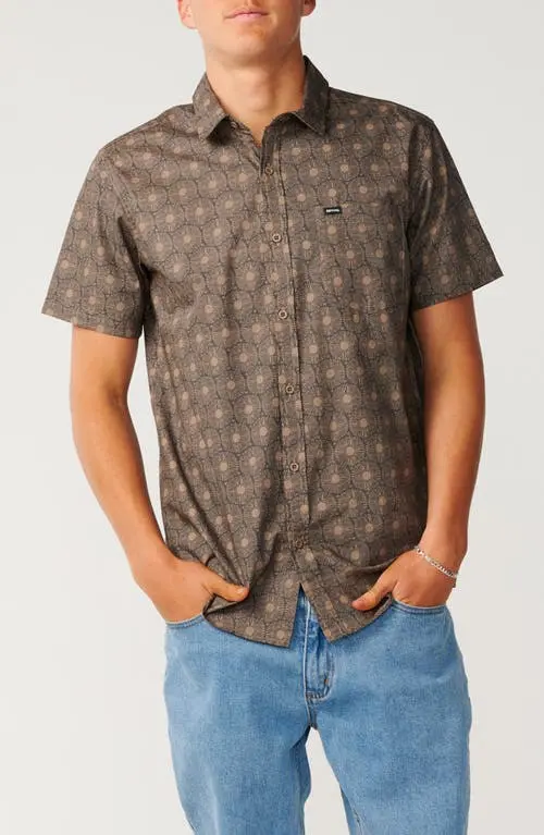 Rip Curl Hypno Sun Medallion Print Short Sleeve Cotton Button-up Shirt