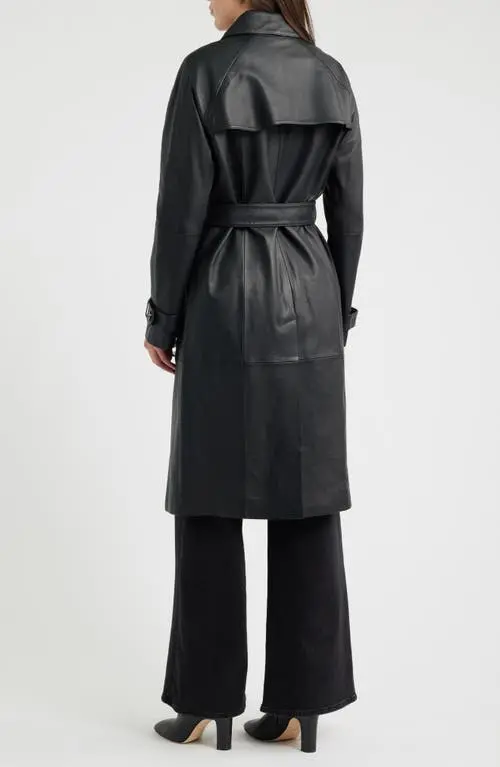 Donna Karan New York Double Breasted Leather Trench Coat