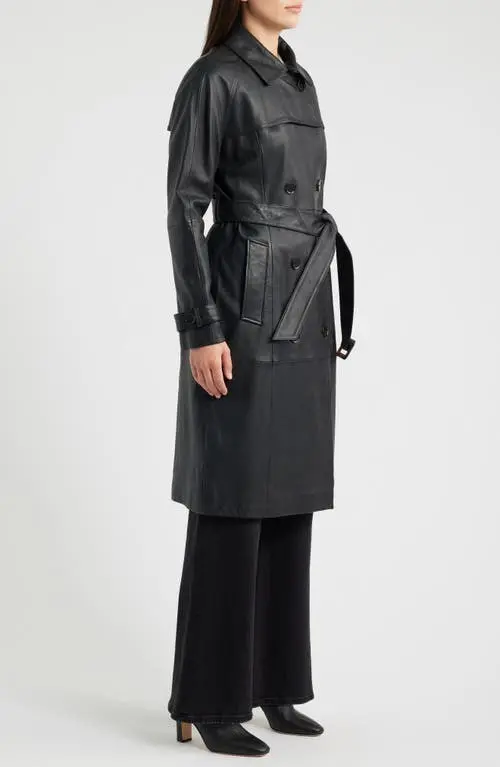 Donna Karan New York Double Breasted Leather Trench Coat