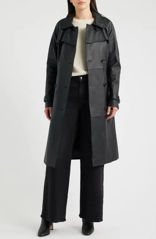 Donna Karan New York Double Breasted Leather Trench Coat