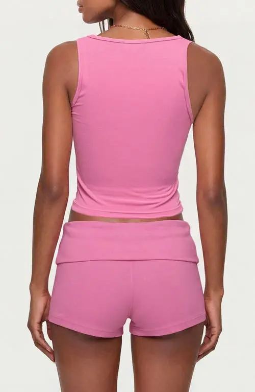 EDIKTED Ribbed Scoop Neck Tank - Fuchsia