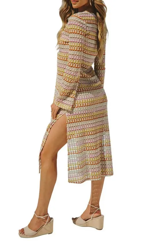 VICI Capri Calling Crochet Tie Front Longline Cardigan