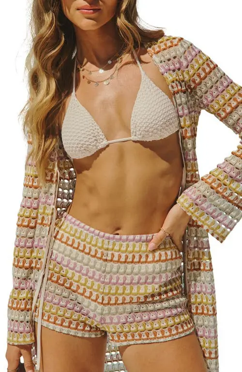 VICI Capri Calling Crochet Tie Front Longline Cardigan