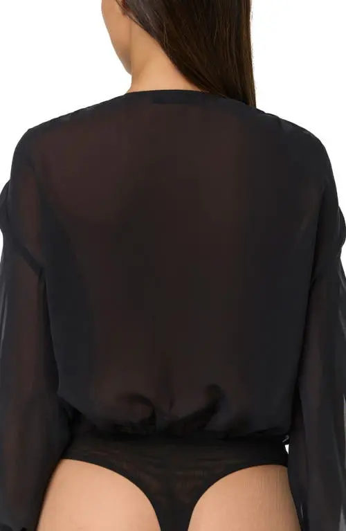 Naked Wardrobe Chiffon V-neck Blousy Bodysuit