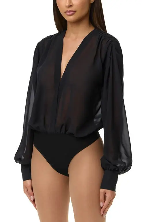 Naked Wardrobe Chiffon V-neck Blousy Bodysuit