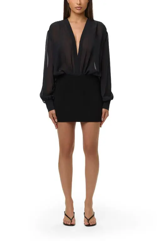 Naked Wardrobe Chiffon V-neck Blousy Bodysuit