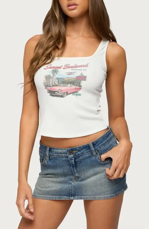 EDIKTED Sunset Boulevard Tank Top - White