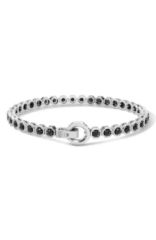 Off-White Black Lab-grown Diamond Hex Nut Bracelet - Silver
