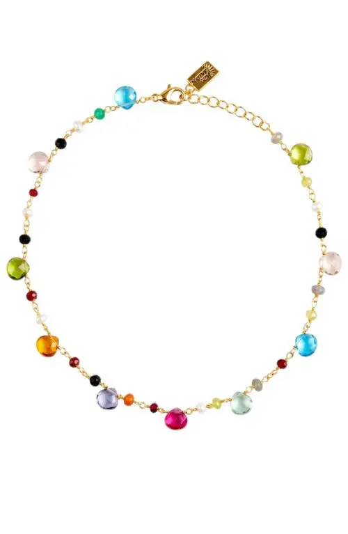NATIVE GEM Gumdrop Gemstone Necklace - Rainbow