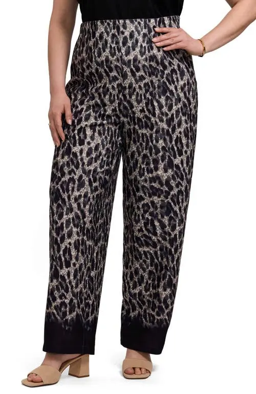 Foxcroft Arlette Cheetah Wide Leg Knit Crepe Pants