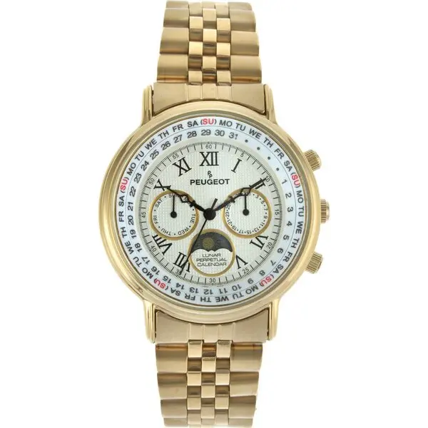 PEUGEOT Multi Function Moon Phase Perpetual Calendar Stainless Steel Watch- 40mm
