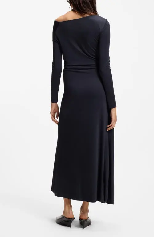 BOSS Ejoe Long Sleeved Asymmetric Neck Maxi Dress