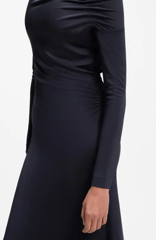 BOSS Ejoe Long Sleeved Asymmetric Neck Maxi Dress