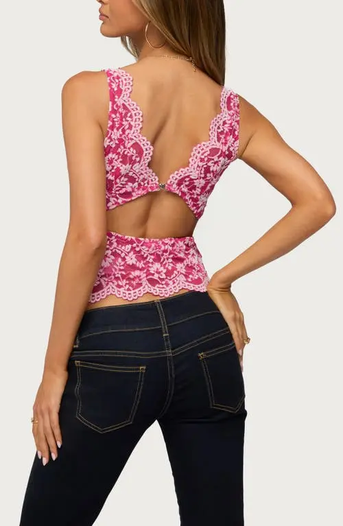 EDIKTED Araura Lace Velvet Crop Tank