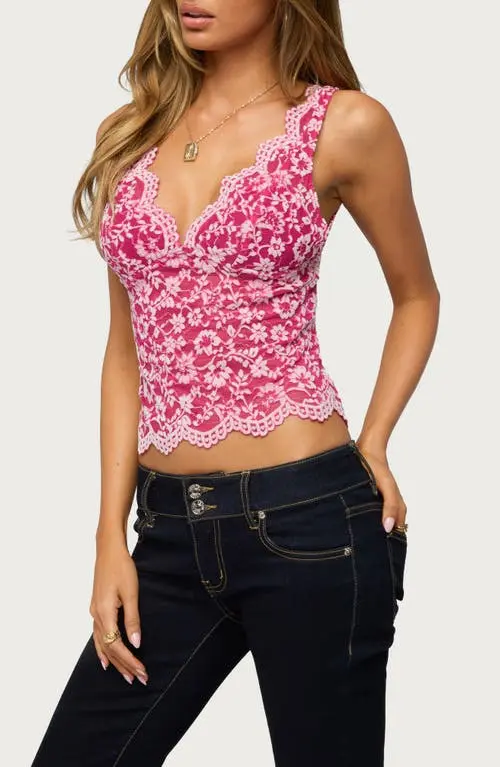 EDIKTED Araura Lace Velvet Crop Tank
