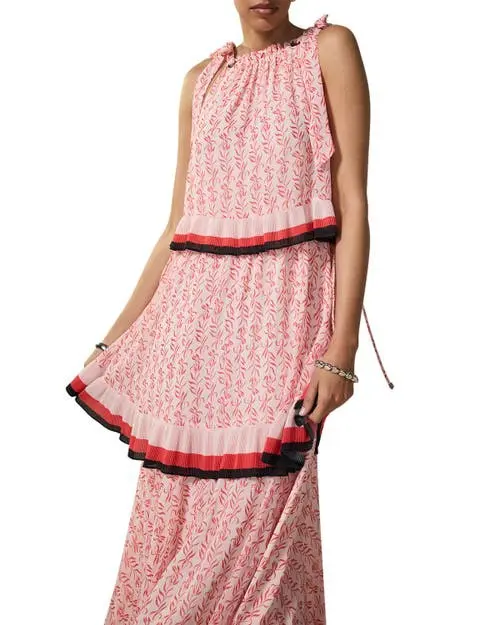 Mint Velvet Printed Tiered Halterneck Midaxi Dress