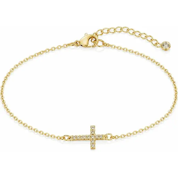 DONATELLO GIAN 14k Plated Pave Cross Chain Bracelet - Gold