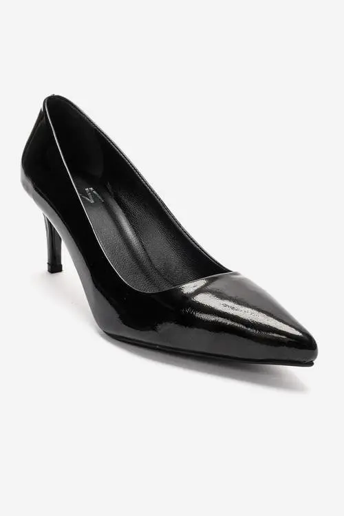 FOREVER & ALWAYS SHOES Clyde Leather Stiletto Pumps - Black Patent