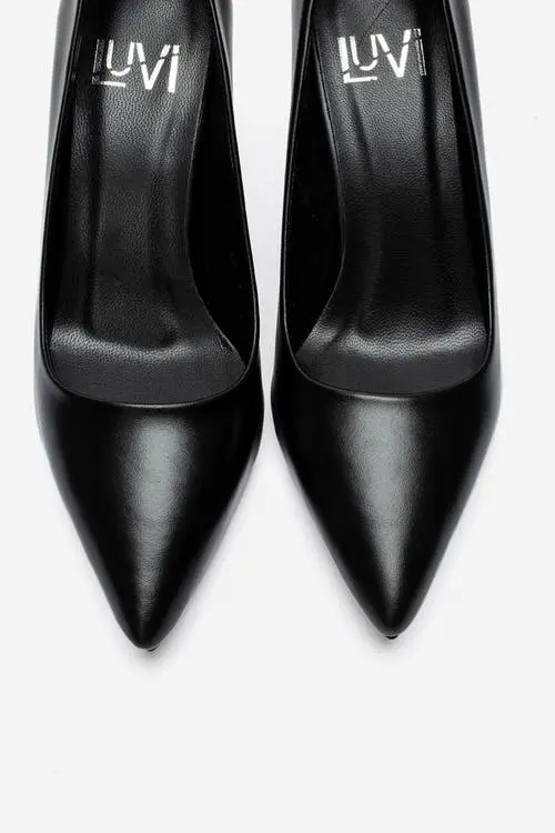 FOREVER & ALWAYS SHOES Clyde Leather Stiletto Pumps - Black