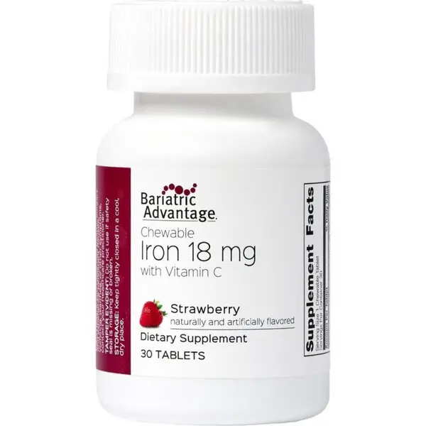 BARIATRIC ADVANTAGE Iron 18 Mg With Vitamin C Chewable Strawberry Supplement Tablets30 Count - None