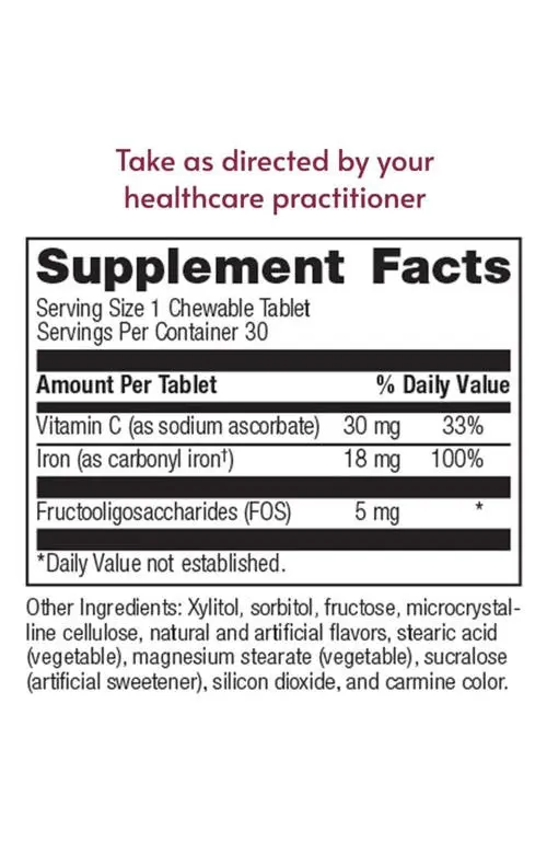 BARIATRIC ADVANTAGE Iron 18 Mg Gentle Chewable Supplement With Vitamin C Strawberry 30 Count