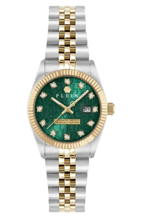 Philipp Plein Date Superlative Crystal Two-tone Bracelet Watch - Two Tone