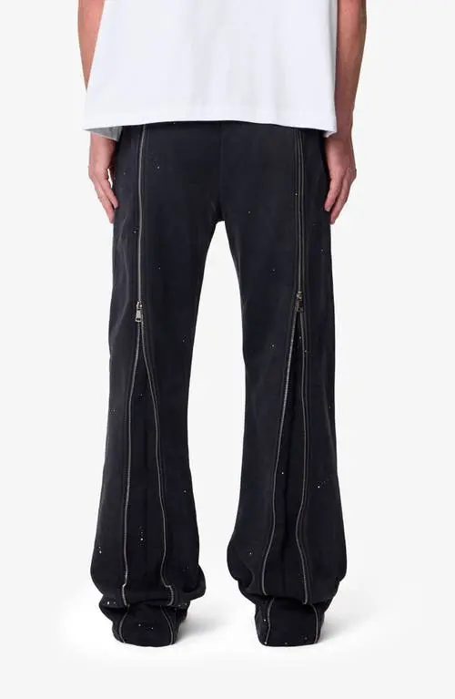 Mnml Rivet Zipper Flare Sweatpants - Washed Black