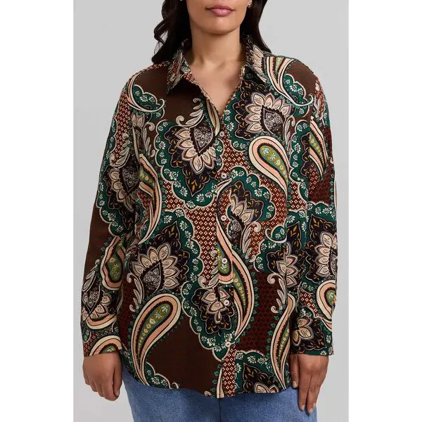 Foxcroft Meghan Paisley Print Button-up Shirt