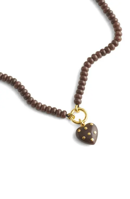 Madewell Polka Dot Stone Heart Pendant Necklace - Dark Chicory