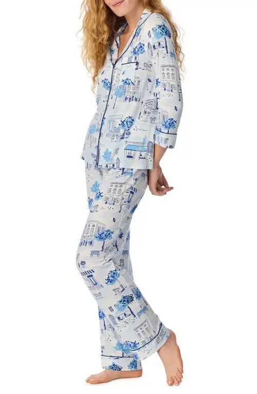 Kate Spade New York Print Crop Pajamas - Blue/white
