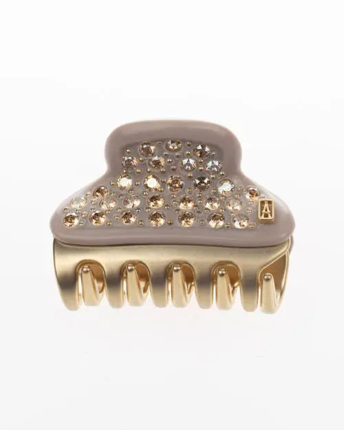 Alexandre De Paris Vendome Crystals Small Hair Clip - Taupe