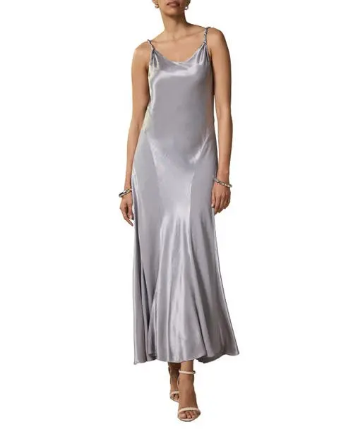 Mint Velvet Metallic Satin Midi Slip Dress