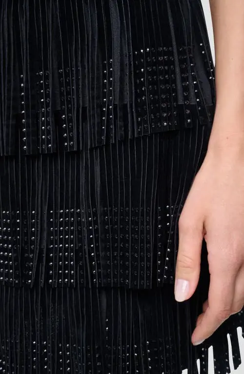 Dkny Rhinestone Fringe Miniskirt