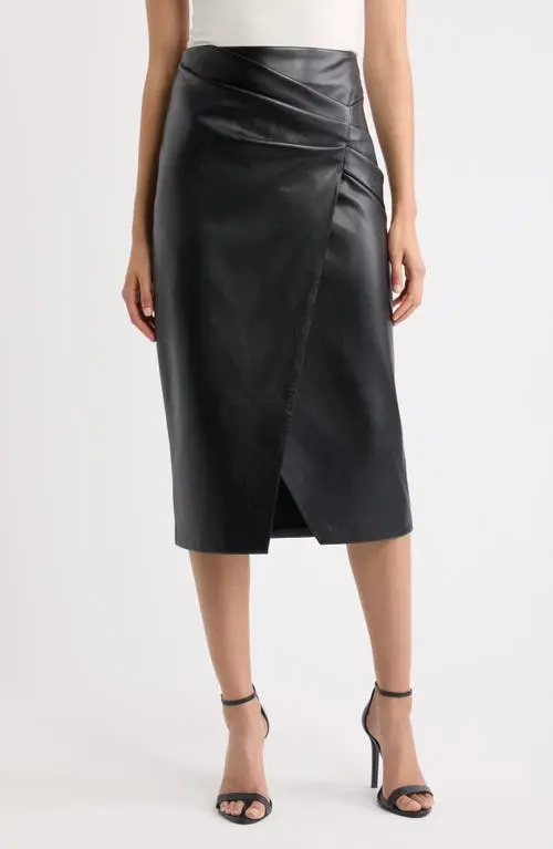 Elie Tahari Amelia Faux Leather Faux Wrap Skirt