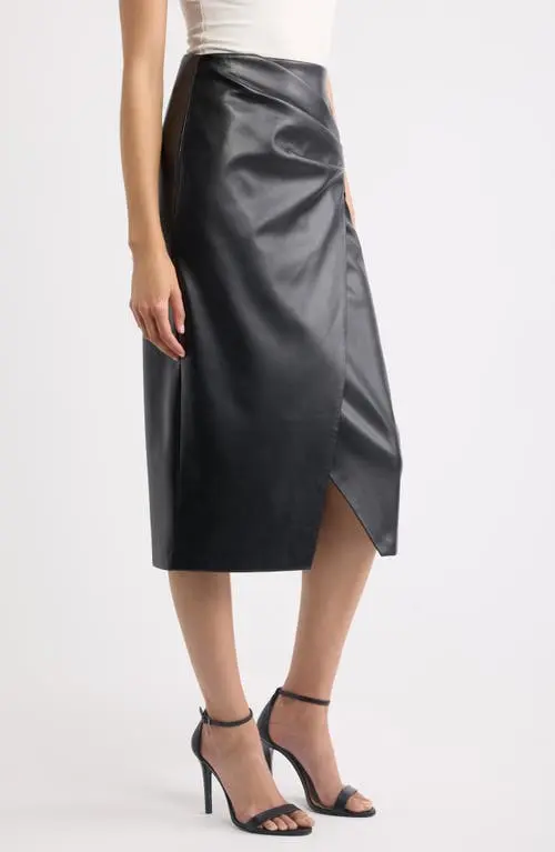 Elie Tahari Amelia Faux Leather Faux Wrap Skirt