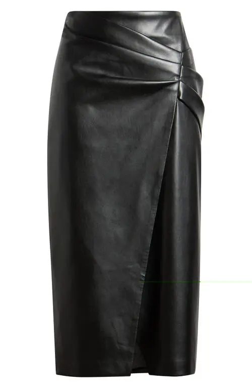 Elie Tahari Amelia Faux Leather Faux Wrap Skirt