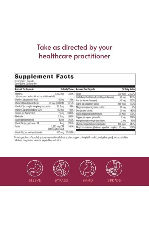 BARIATRIC ADVANTAGE Ultra Solo Once Daily Multivitamin With Iron Supplement 90 Capsules