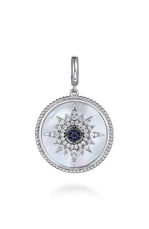 GABRIEL & CO. Medallion Pendant Charm With Sapphire And White Sapphire - Sterling Silver