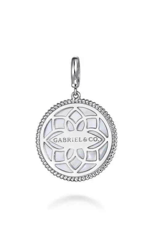 GABRIEL & CO. Medallion Pendant Charm With Sapphire And White Sapphire