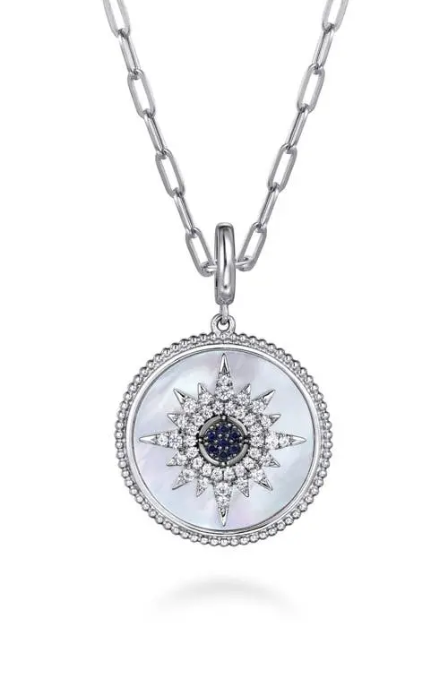 GABRIEL & CO. Medallion Pendant Charm With Sapphire And White Sapphire