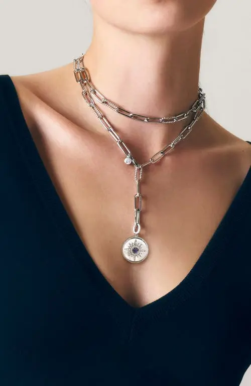 GABRIEL & CO. Medallion Pendant Charm With Sapphire And White Sapphire