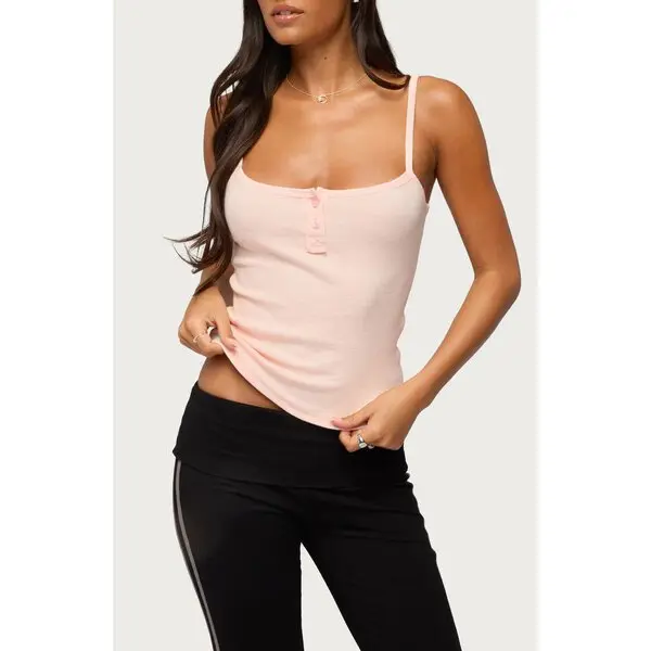 EDIKTED Channa Henley Tank Top