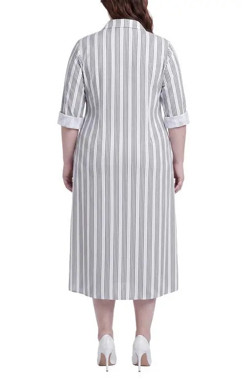 STANDARDS & PRACTICES Stripe Button-up Midi Shirtdress