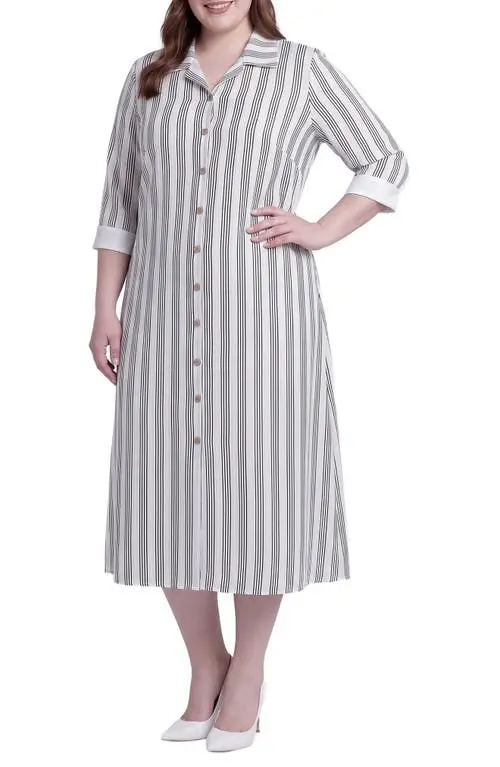 STANDARDS & PRACTICES Stripe Button-up Midi Shirtdress